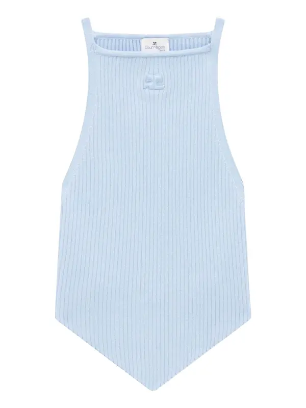 COURREGES Pointy Rib-knit Tank Top - Blue