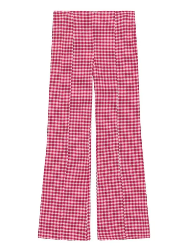 GANNI Check-print Flared Trousers - Pink