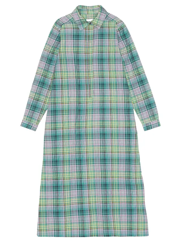 GANNI Check-pattern Seersucker Shirt Dress - Blue
