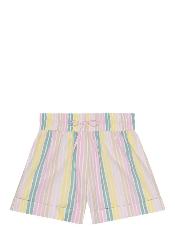 GANNI Striped Organic Cotton Shorts - Pink