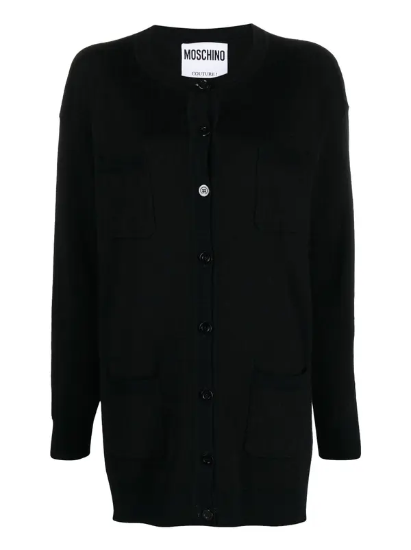 Moschino Monogram-jacquard Cardigan - Black