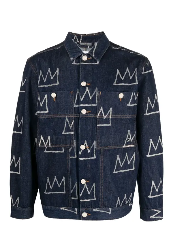 ÉTUDES STUDIO Crown-print Denim Jacket - Blue
