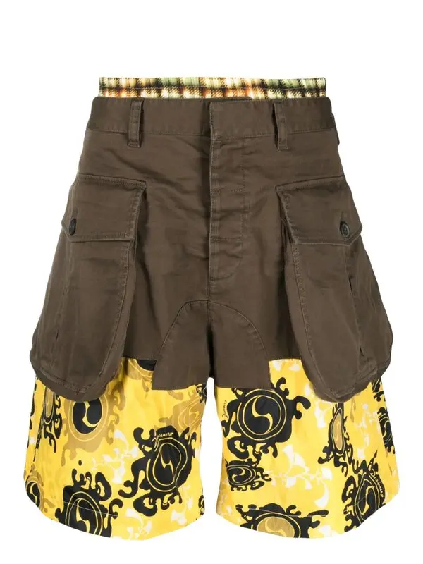 Dsquared2 Layered Effect Cotton Shorts - Green