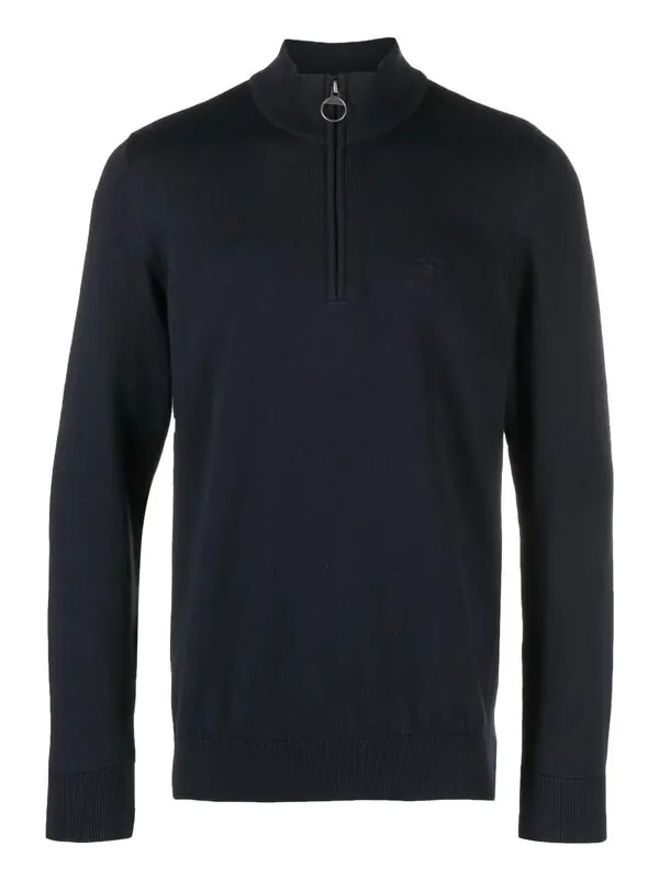 Barbour Logo-embroidered Half-zip Jumper - Blue