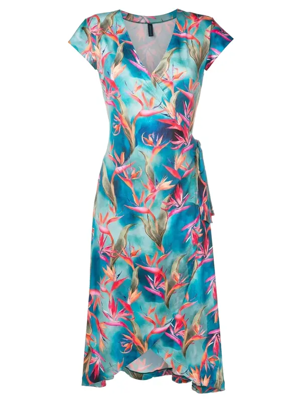 LYGIA & NANNY Falcão-printed Wrap Dress - Blue