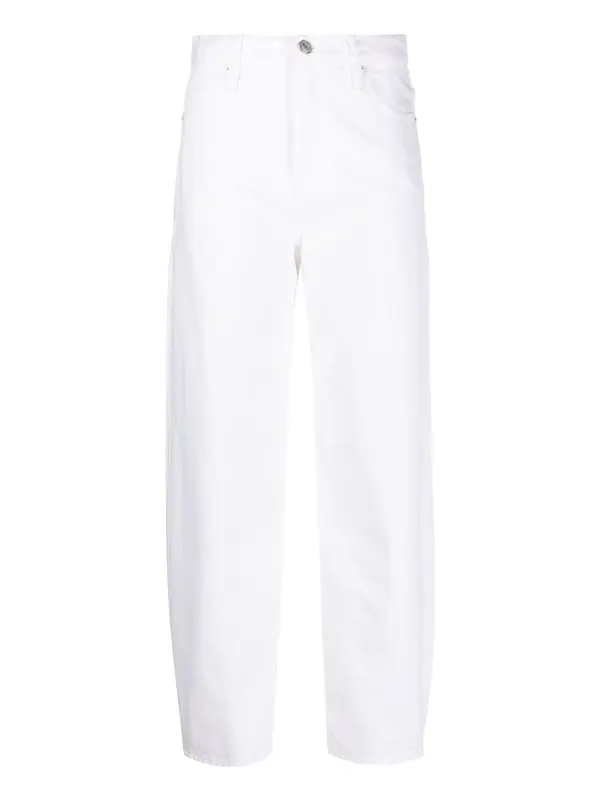 FRAME High-rise Barrel Jeans - White