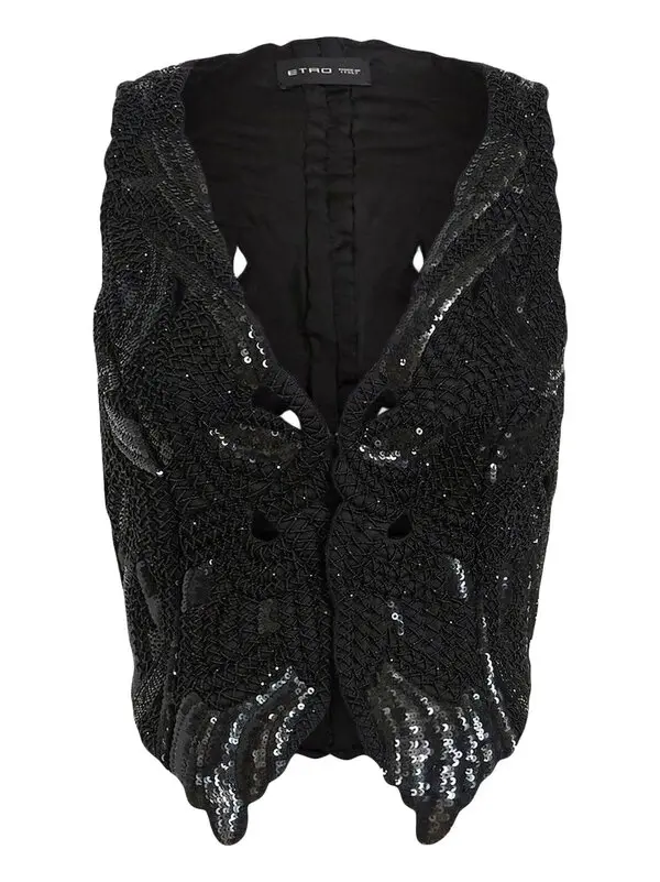 Etro Butterfly Sequin Vest - Black