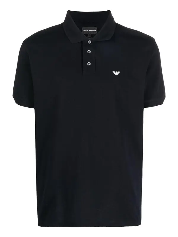 Emporio Armani Embroidered Chest Logo Polo Shirt - Blue