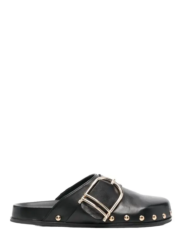TWINSET Buckle-fastened Leather Mules - Black