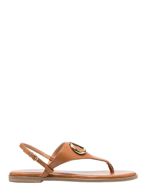 TWINSET Logo-engraved Leather Sandals - Brown