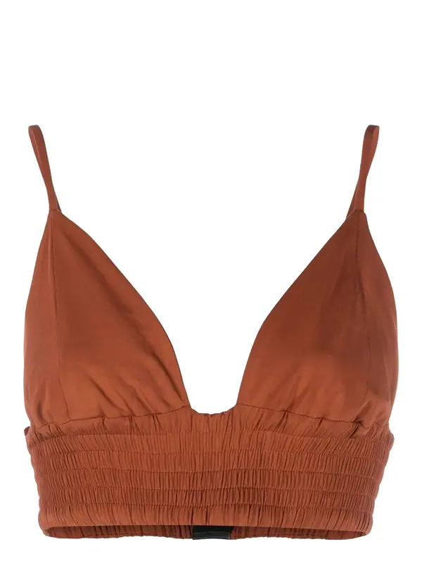 Federica Tosi Triangle-cup Shirred Top - Brown