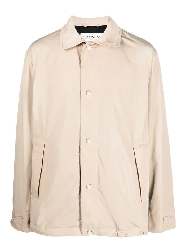 LANVIN Logo-embroidered Shirt Jacket - Neutrals