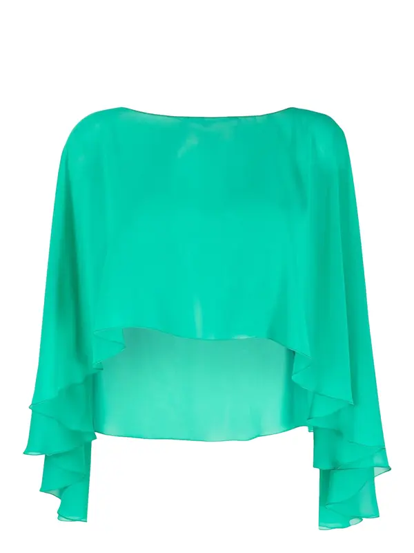 BLANCA VITA Ruffled Cropped Top - Green