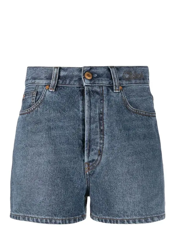 Chloé High-waisted Denim Shorts - Blue