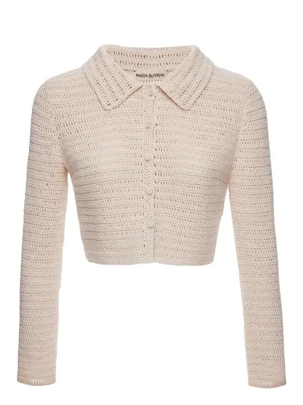 Magda Butrym Crochet Knit Button-up Top - Cream