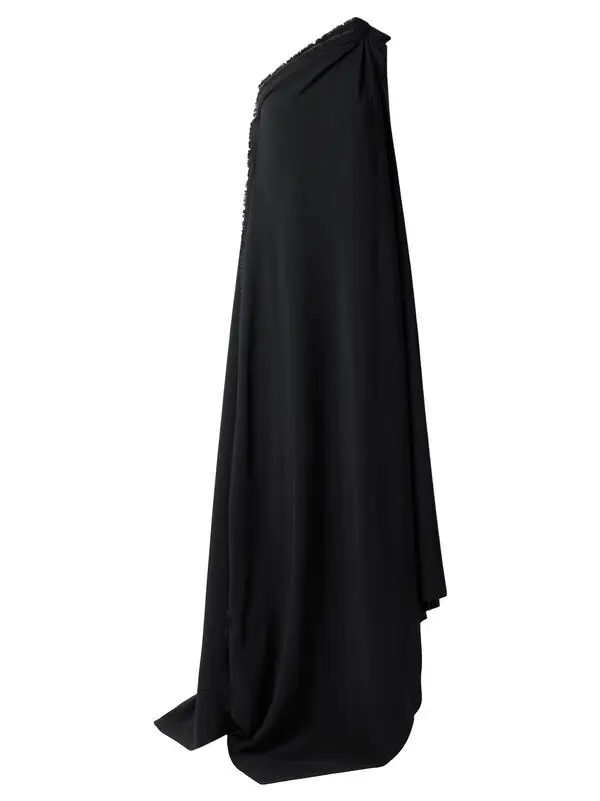Balenciaga Asymmetric One-shoulder Draped Gown - Black