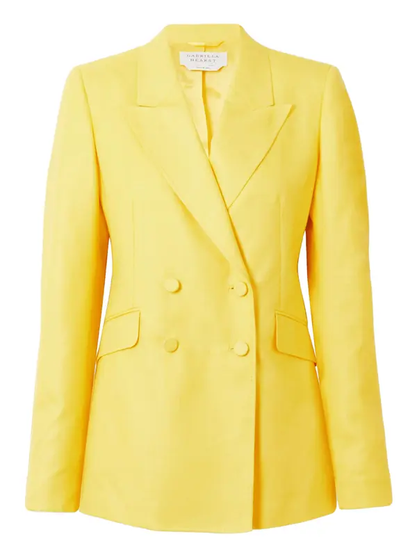 Gabriela Hearst Stephanie Wool, Silk And Linen-blend Twill Blazer - Yellow