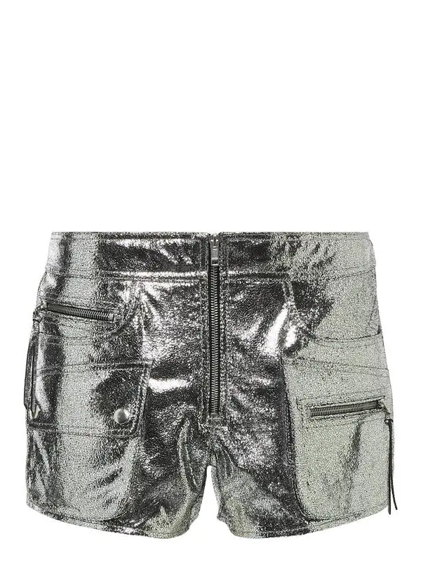 Isabel Marant Étoile Coria Low-rise Leather Shorts - Silver