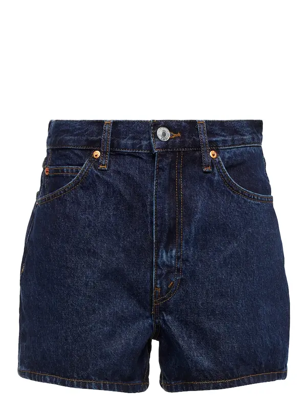 RE/DONE The Midi High-rise Denim Shorts - Blue