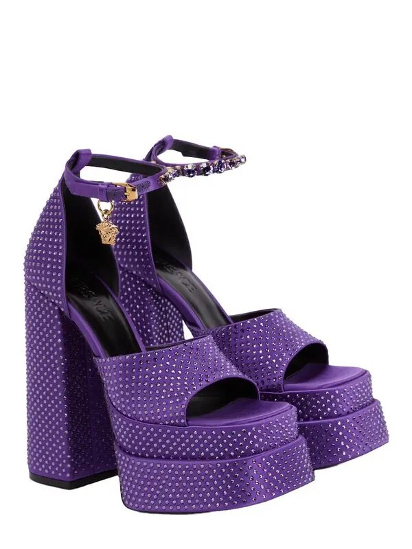 Versace Medusa Aevitas Embellished Platform Sandals - Purple