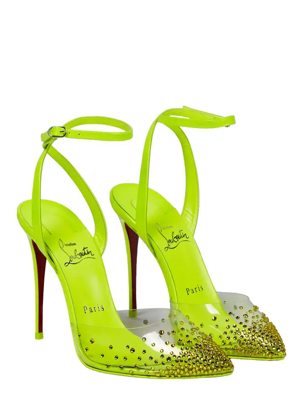 CHRISTIAN LOUBOUTIN Spikaqueen 100 Embellished Pumps - Yellow