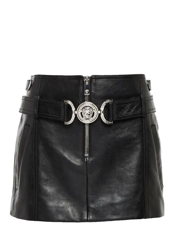 Versace Medusa Leather Miniskirt - Black
