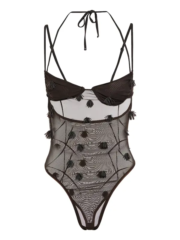 Jacquemus Appliqué Mesh Bodysuit - Brown
