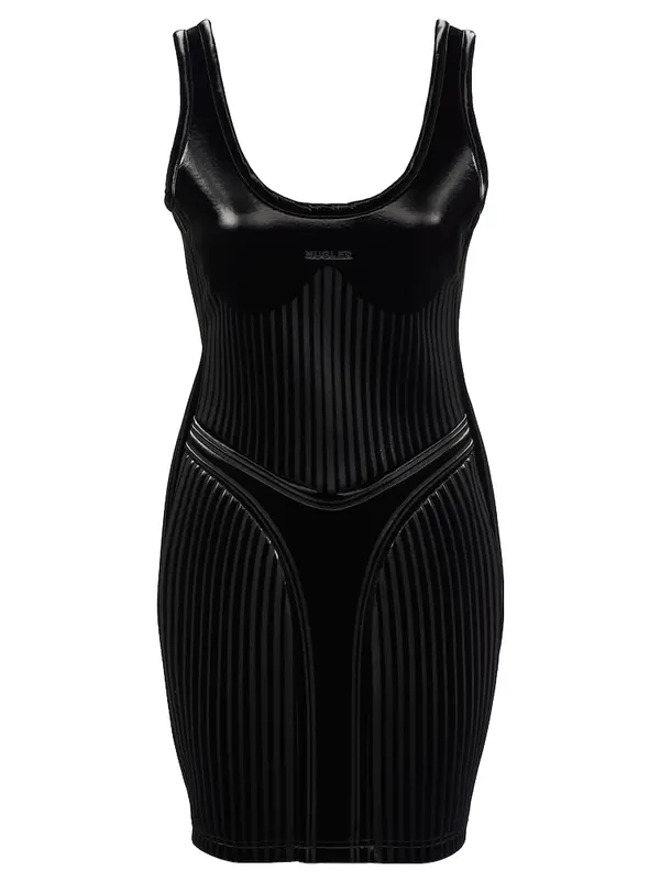 MUGLER Embossed Mini Dress - Black