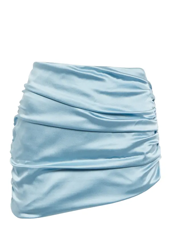 Alessandra Rich Asymmetric Ruched Miniskirt - Blue