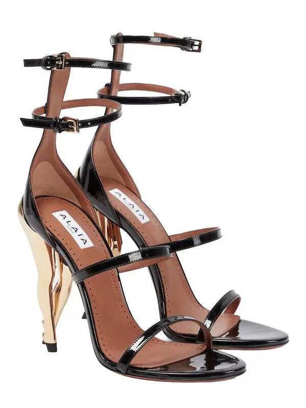 Alaïa Cabaret Patent Leather Sandals - Black