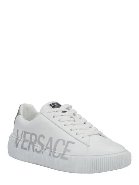 Versace La Greca Logo Low-top Sneakers - White Silver