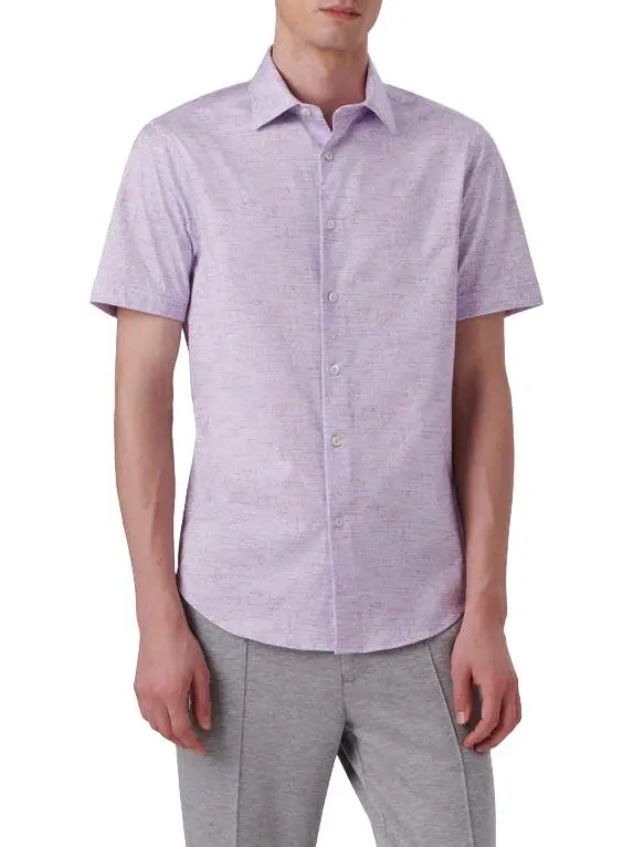 Bugatchi Ooohcotton® Short Sleeve Button-up Shirt - Lilac