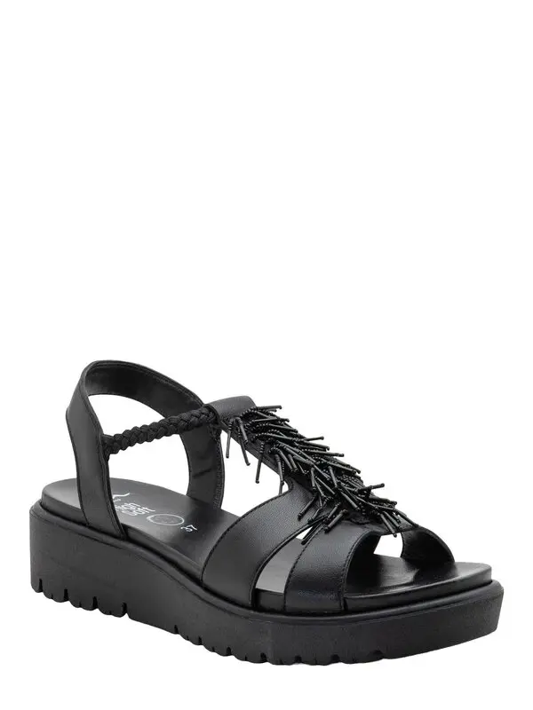 ARA Bristol Platform Sandals - Black Nappa Leather