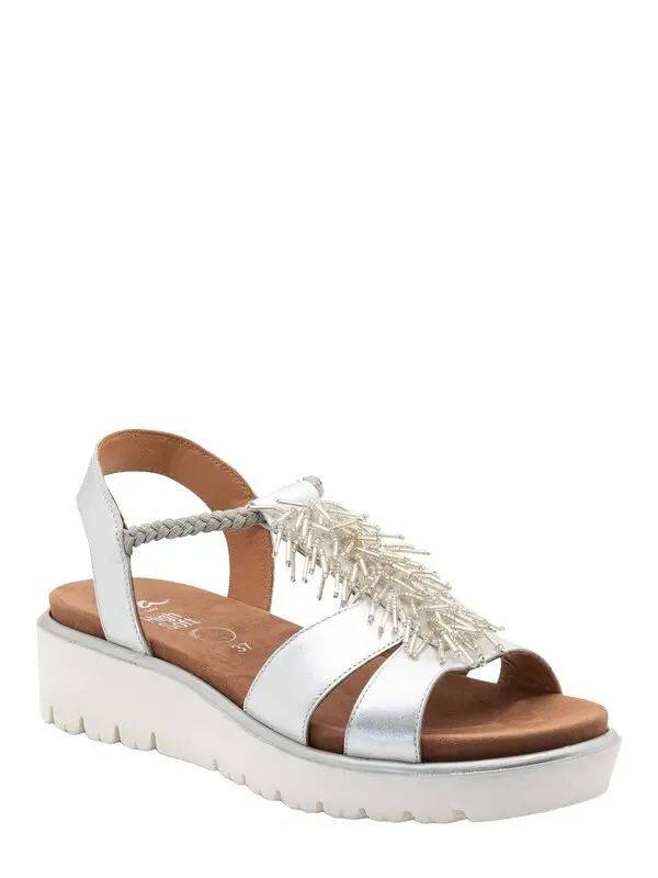 ARA Bristol Platform Sandals - Silver Metallic Leather