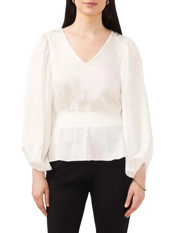 Chaus Tie Waist Long Sleeve Blouse - New Ivory
