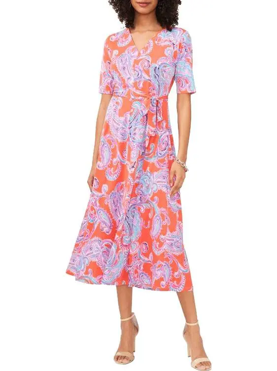 Chaus Paisley Knit Midi Dress - Neon Reef