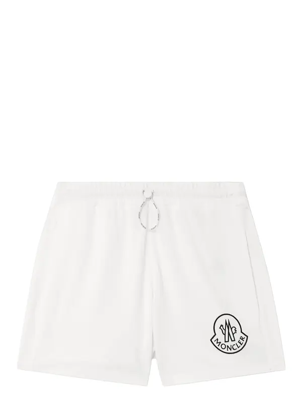 Moncler Printed Cotton-piqué Shorts - White