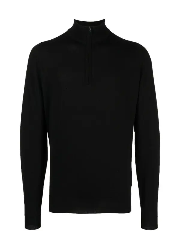 John Smedley Zip-up Wool Sweatshirt - Black