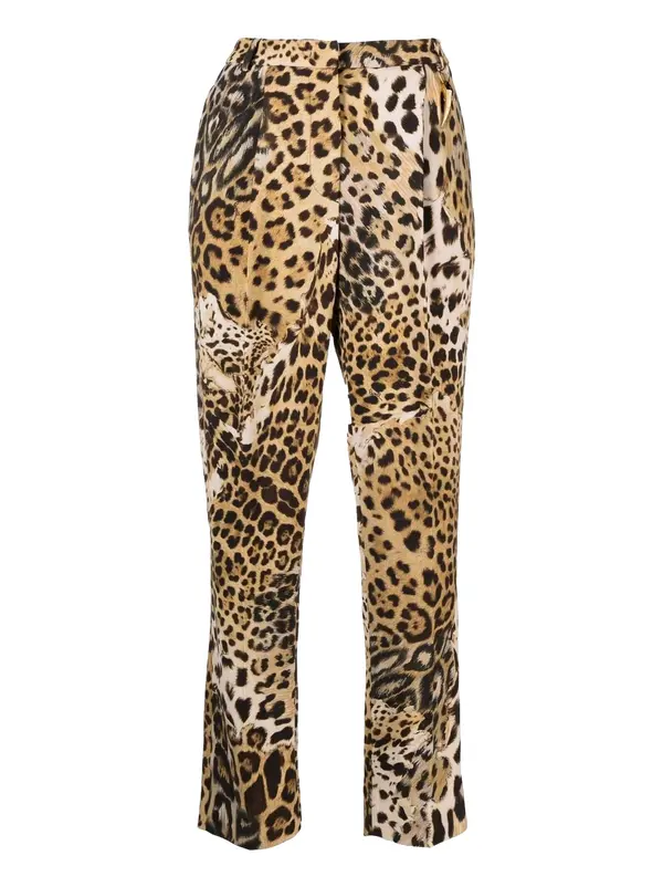 Roberto Cavalli Leopard-print Cropped Trousers - Neutrals