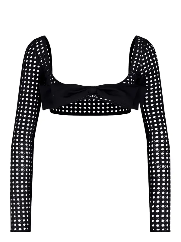 Giambattista Valli Bow-detail Cropped Top - Black