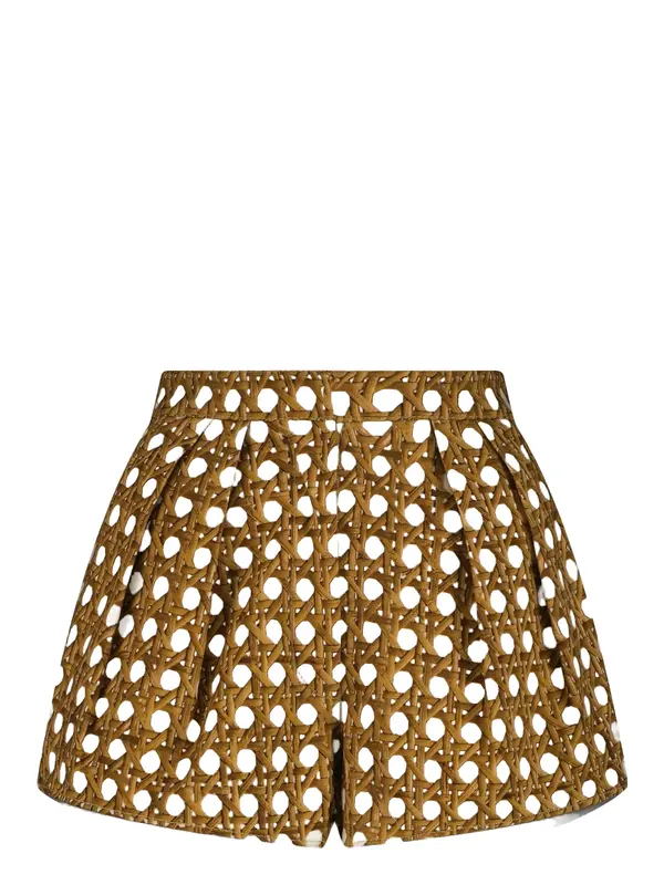 Giambattista Valli Vienna Straw Pleated Shorts - Brown