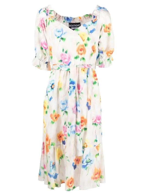 Moschino Floral-print Midi Dress - White