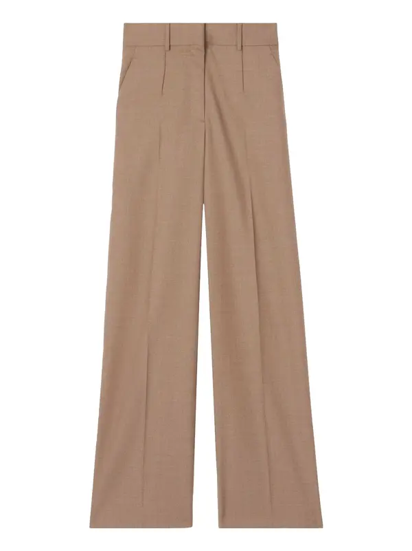 Burberry Wide-leg Wool Trousers - Neutrals