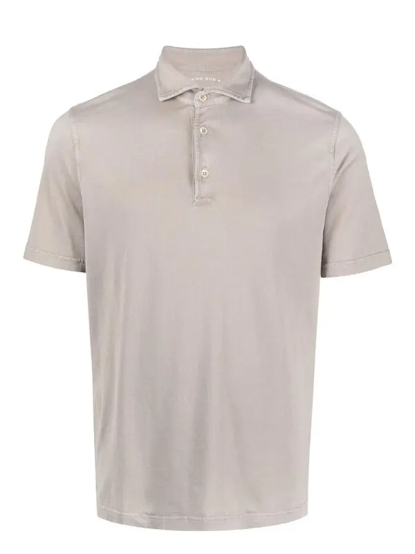 Fedeli Plain Cotton Polo Shirt - Grey