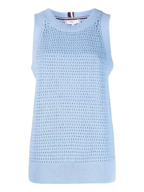 Tommy Hilfiger Open-knit Sleeveless Vest - Blue