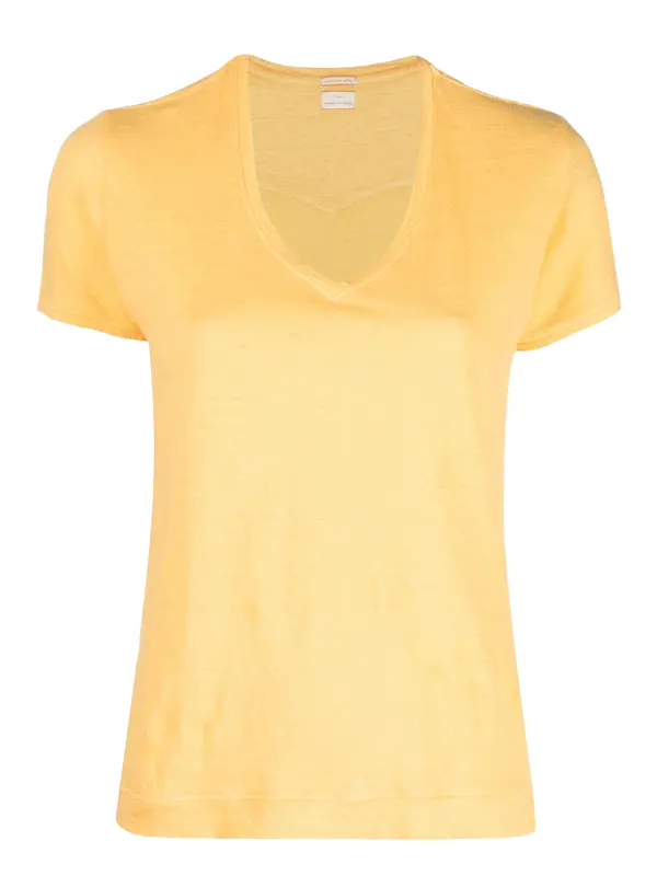 Massimo Alba Flores Short-sleeve Linen T-shirt - Yellow