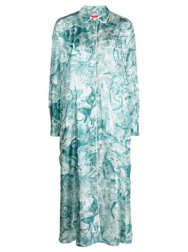 F.R.S FOR RESTLESS SLEEPERS Forest-print Shirt Dress - Green