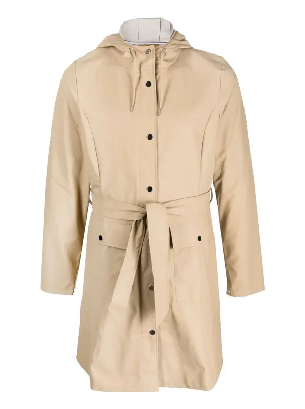 Rains Belted Hooded Raincoat - Neutrals