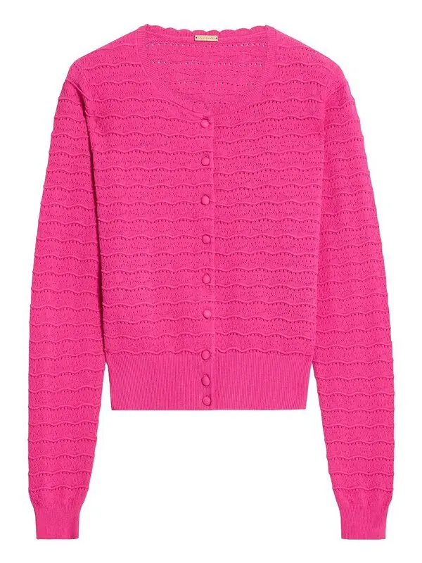 Adam Lippes Pointelle-knit Cardigan - Fuchsia