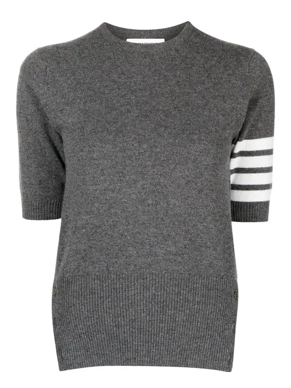 Thom Browne 4-bar Stripe Cashmere Top - Grey